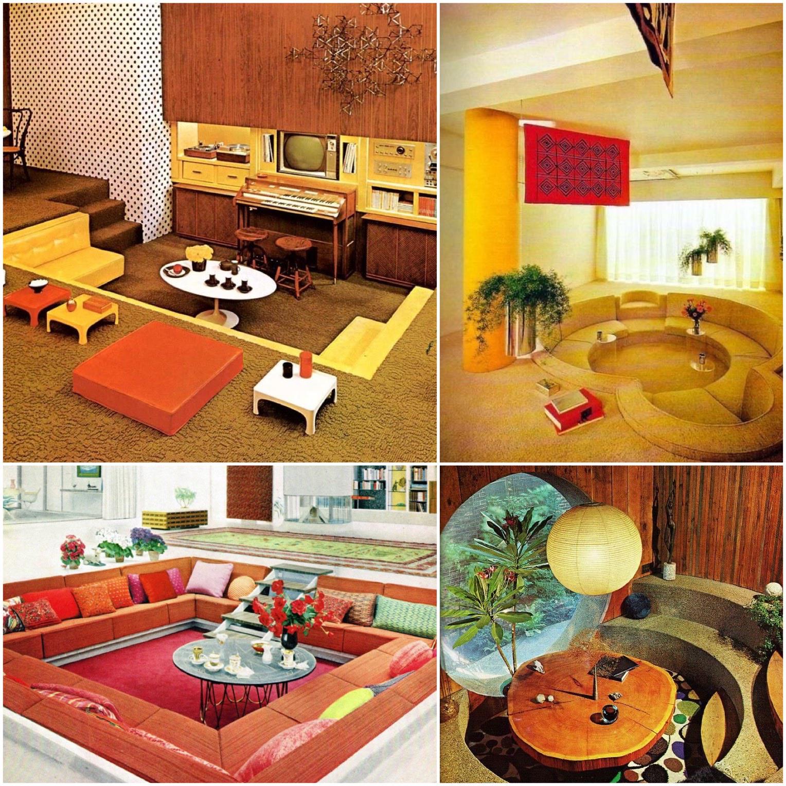 DoYouRemember on X Do you remember sunken living rooms being in style in the 70s Did your home ever have a sunken living room livingroom styles trends 70s homedecor home Decor design