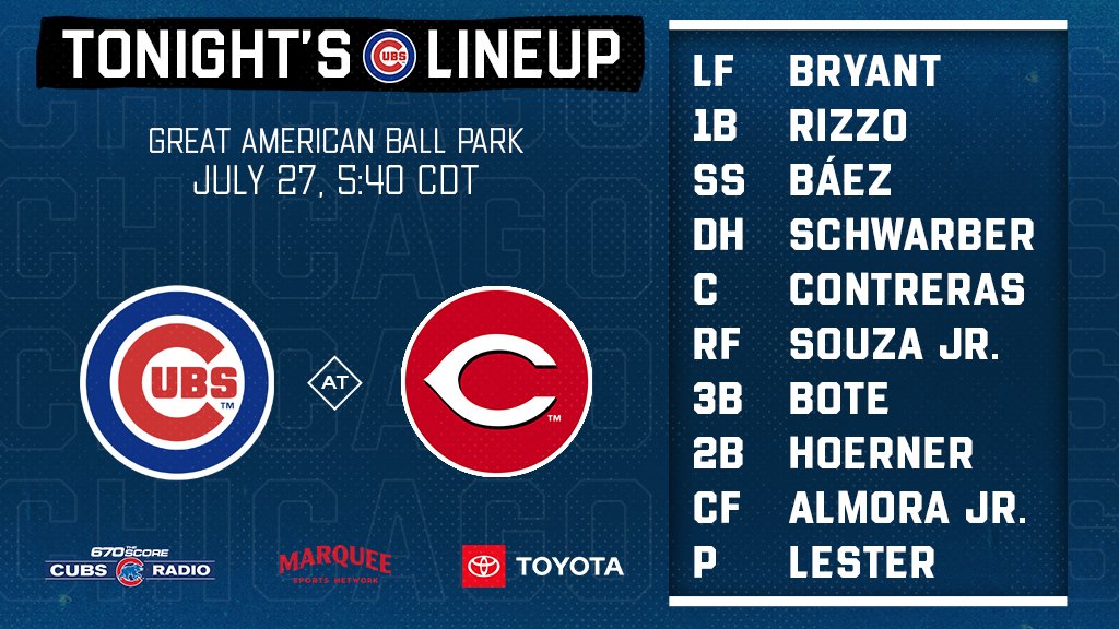 [Cubs] Jon Lester makes his season debut tonight! Today's lineup: : r ...