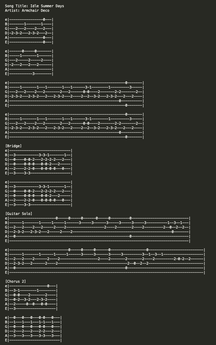 Tabs For Guitar Chords