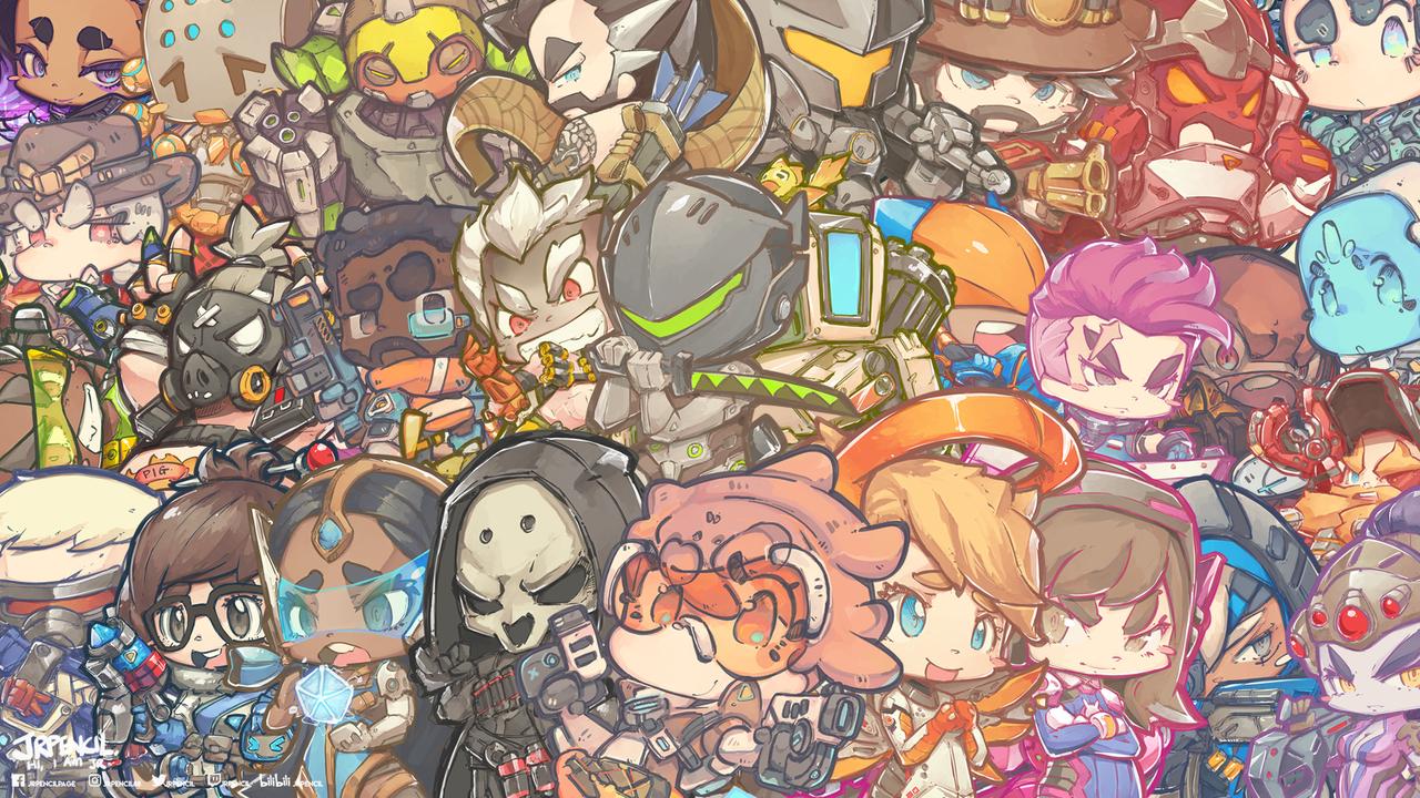 Wallpaper Overwatch Chibi