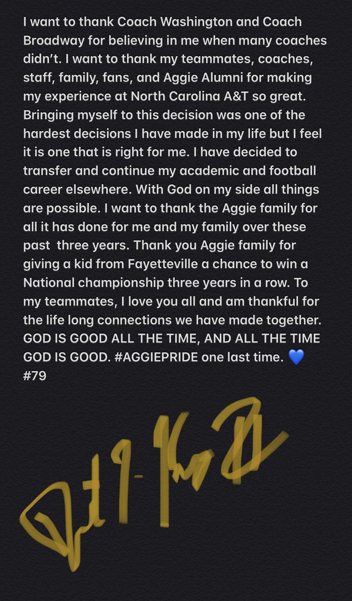 North Carolina A&T OL Dontae Keys has entered the transfer portal : r/CFB