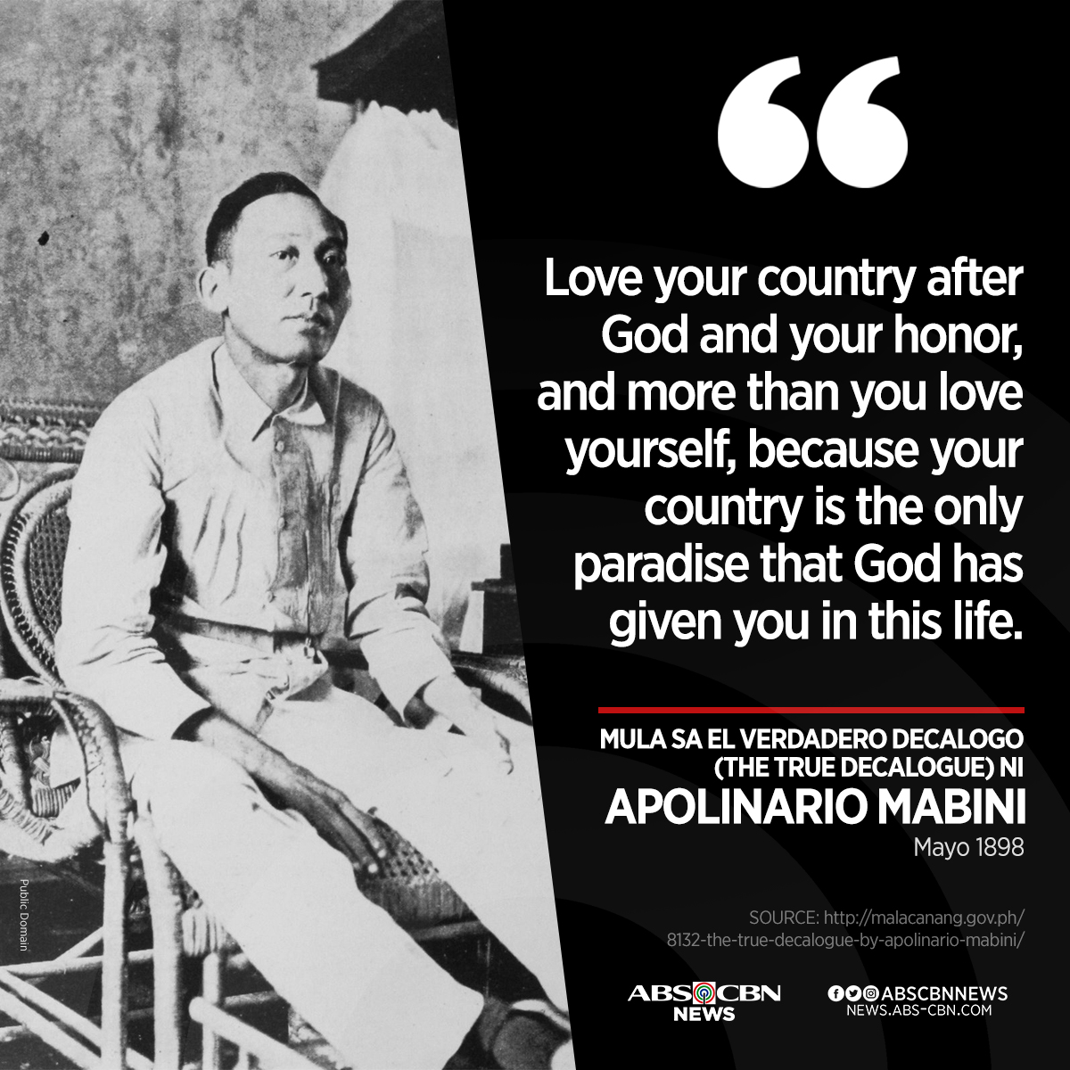 On this day 156 years ago, the hero Apolinario Mabini, also known as ...