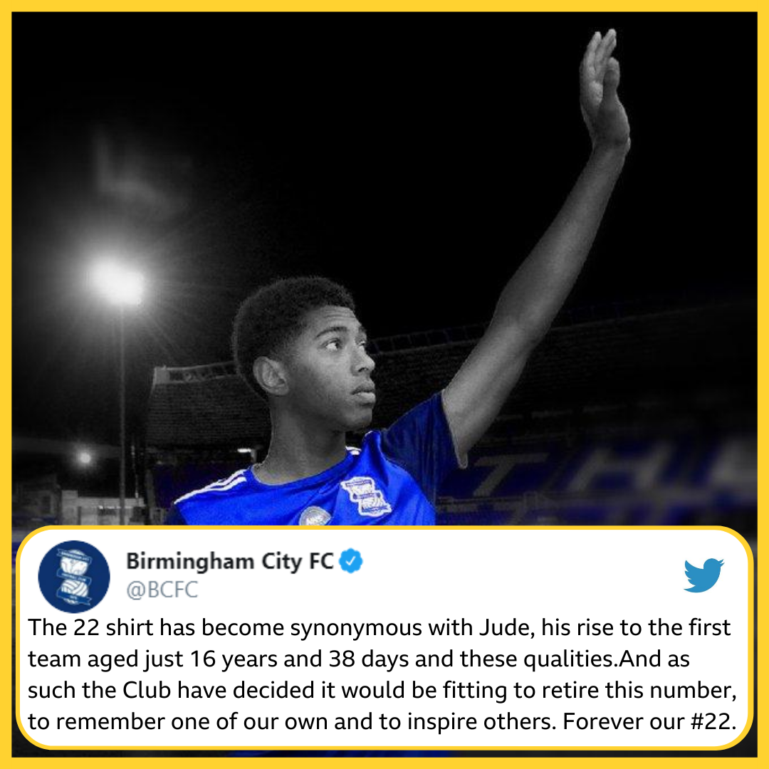 Jude Bellingham having his shirt retired at 17 is some going! bcfc ...