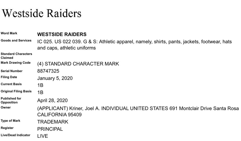 Las Vegas Raiders & NFL Properties received an extension to oppose a ...