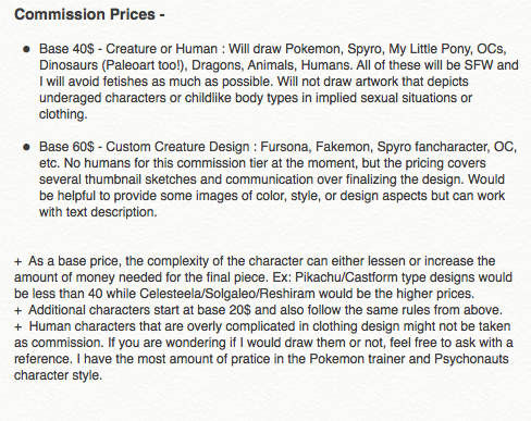 BETA COMMISSION SHEET ** tl;dr - 40$ is the base for fu」Vergolophus (𝘝 ...