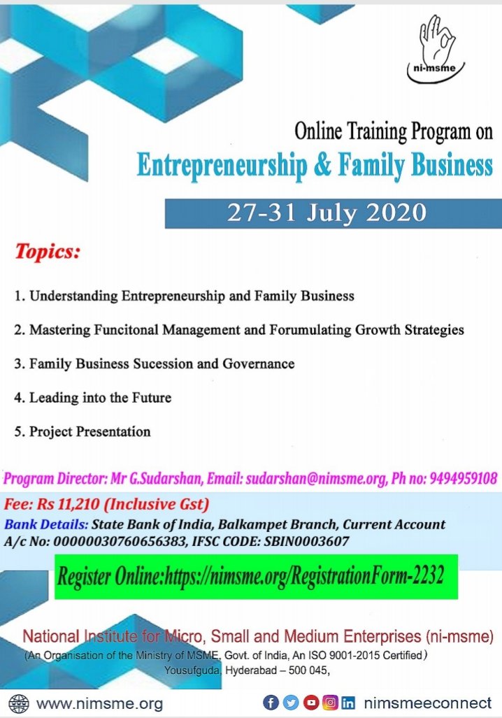 Nimsme Logo New MBA Programme In MSME Management Launched By MSME