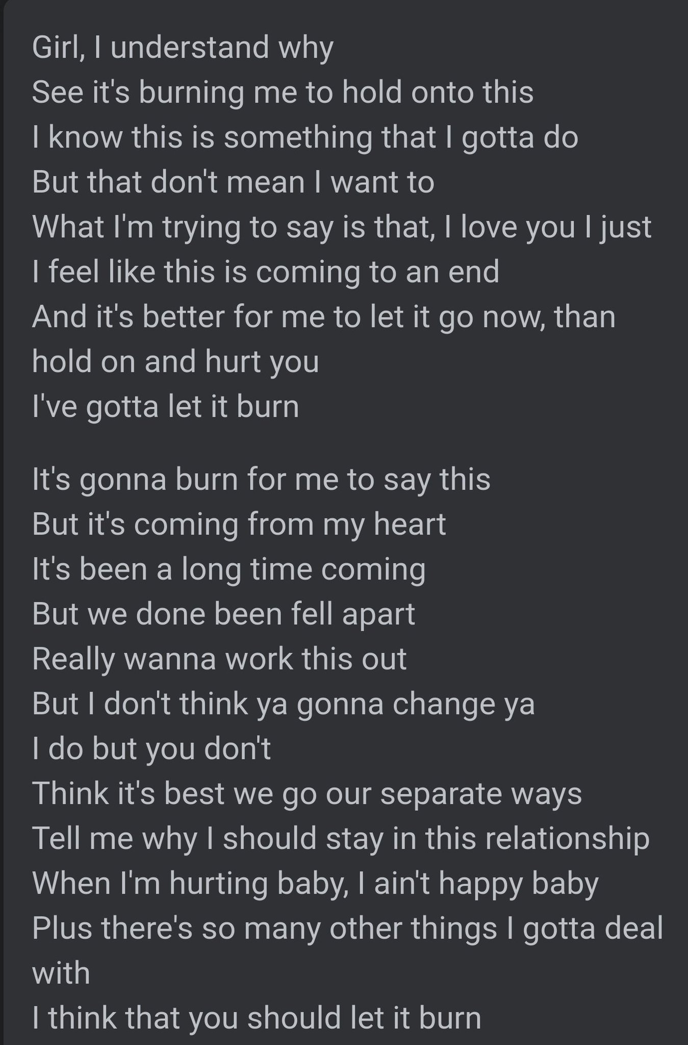 Burn Usher Song Quotes From The