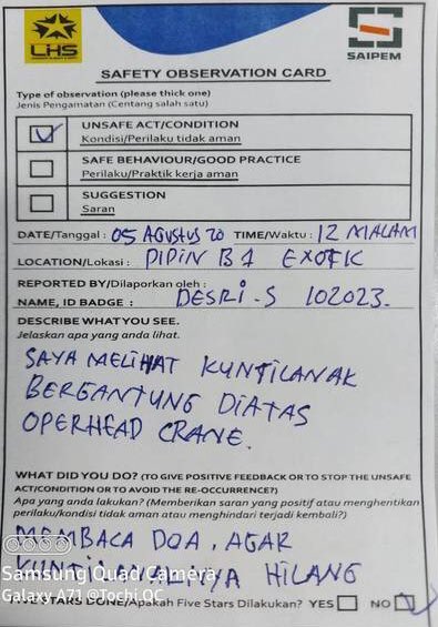 Safety Observation Template