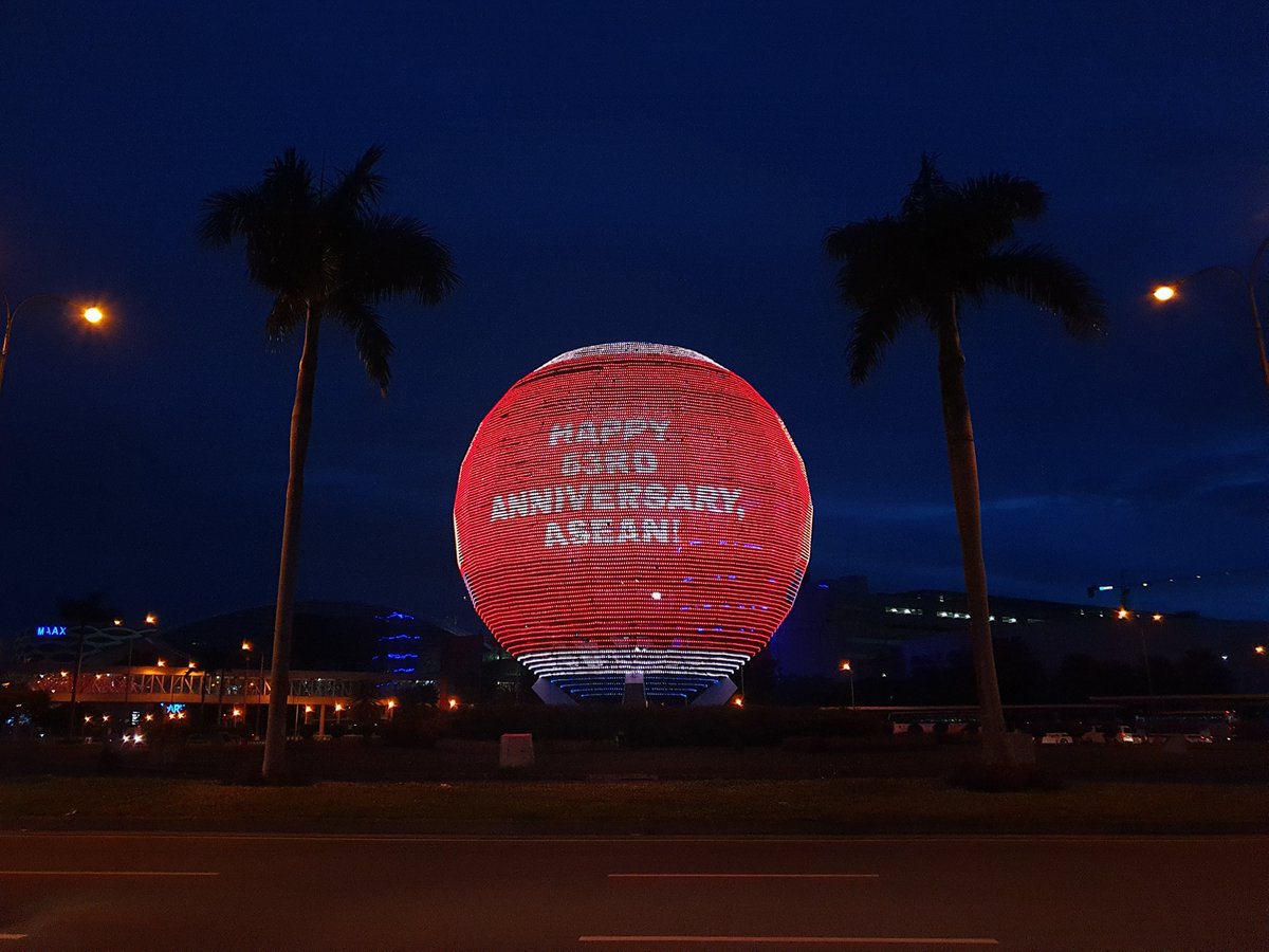 "Happy 53rd ASEAN Day! LOOK: SM Mall of Asia turns its iconic globe ...