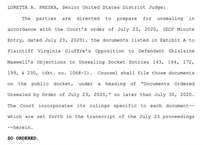 Adam Klasfeld on Twitter: "NEW: A federal judged ruled that the files she ordered unsealed in an ...