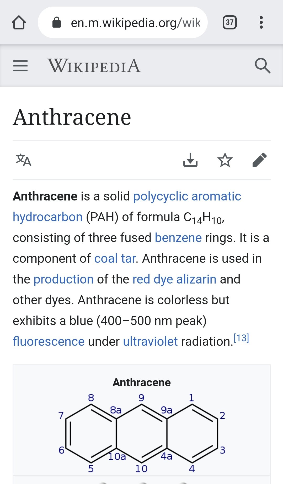 Anthracene Structure
