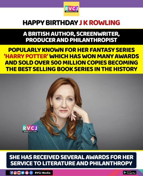 J K Rowling's Birthday Celebration | HappyBday.to