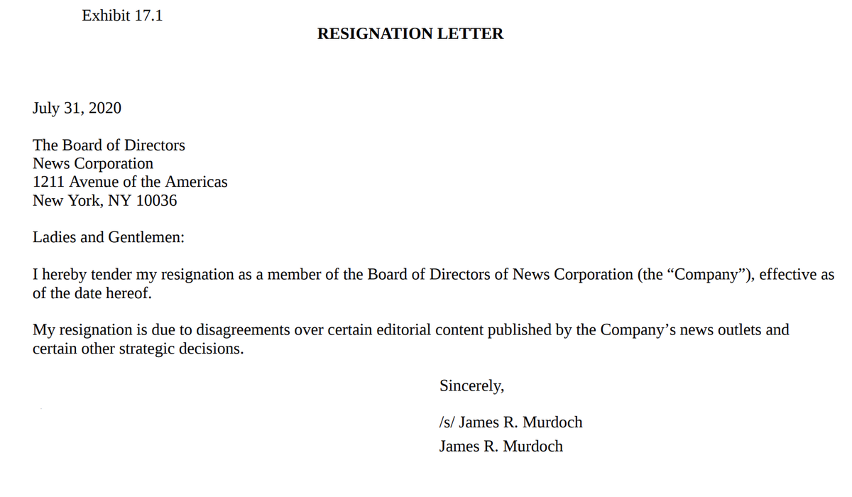 Resignation Letter Board