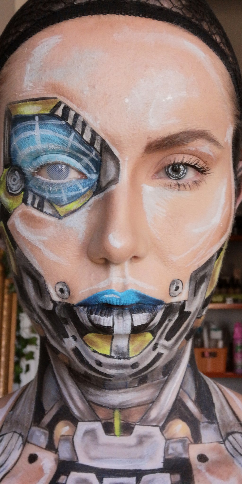 Half Robot Face Makeup