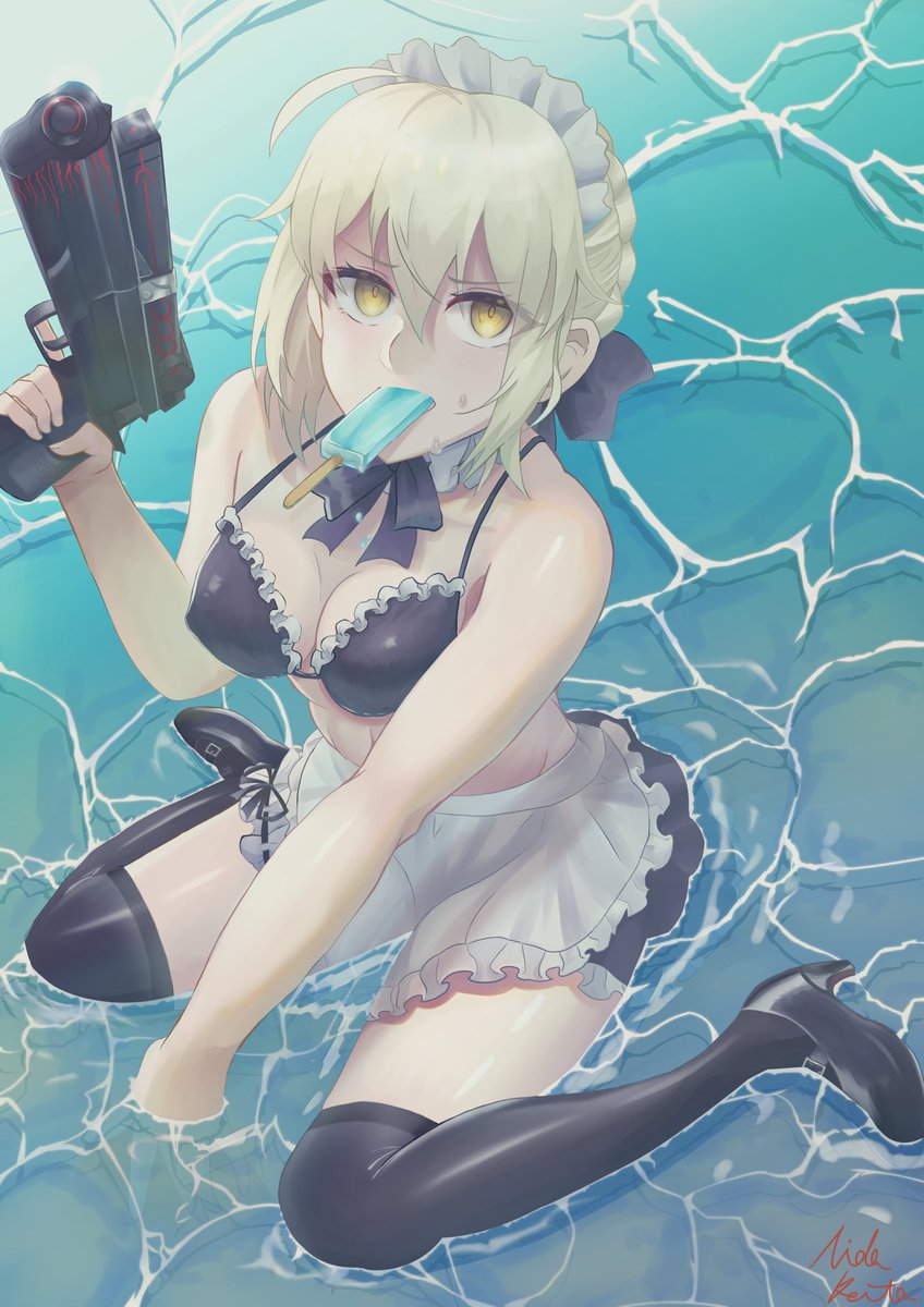 アルトリア・オルタ(水着) ,null ,アルトリア・ペンドラゴン 「水着アルトリアオルタ #FGO #FGO5周年 #FateGO 」|Nida KEitaのイラスト