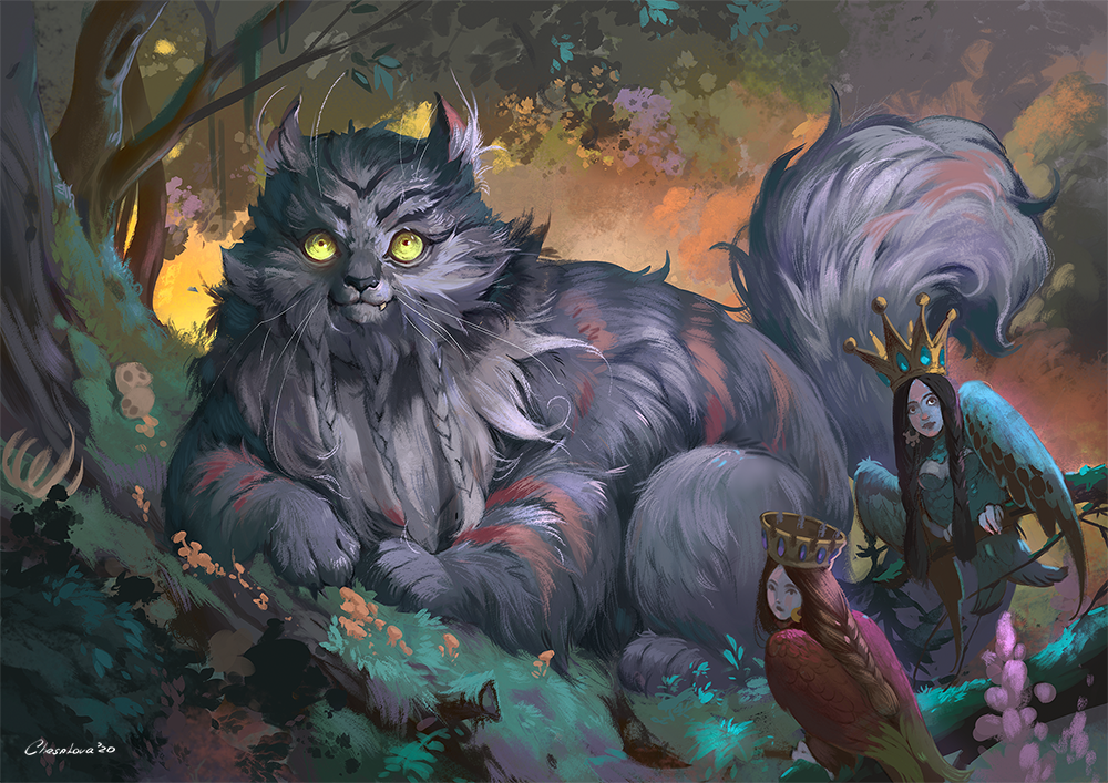 「Bayun The Cat . For postcard Котец Баюн 」|Ekaterina ( Kate) *make art ...