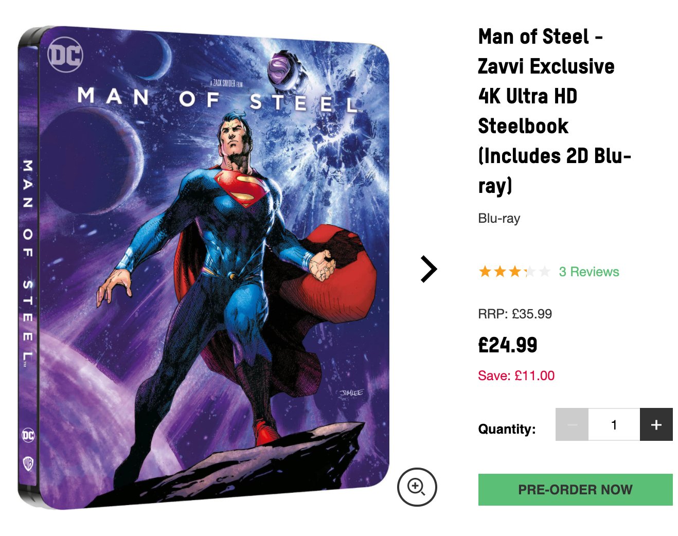 Man Of Steel Blu Ray Steelbook