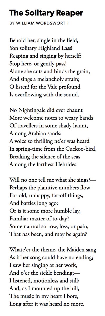 William Wordsworth Solitary Reaper