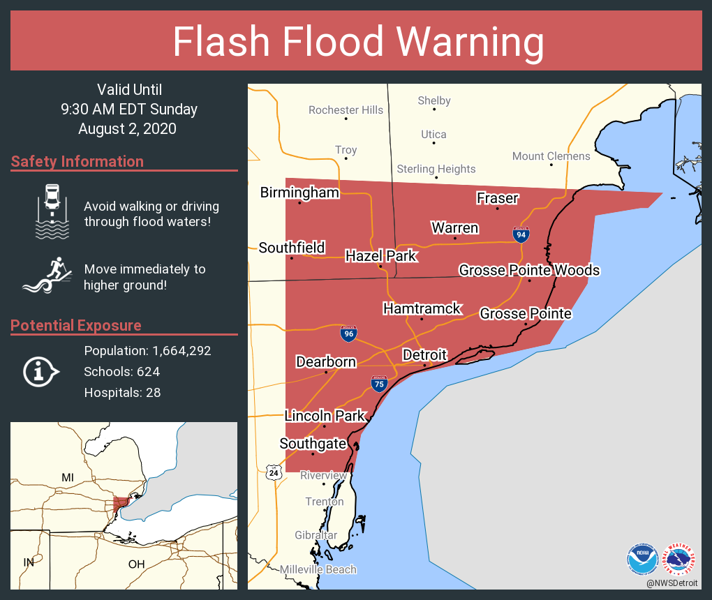 Flash Flood Warning including Detroit MI, Warren MI, Dearborn MI until ...