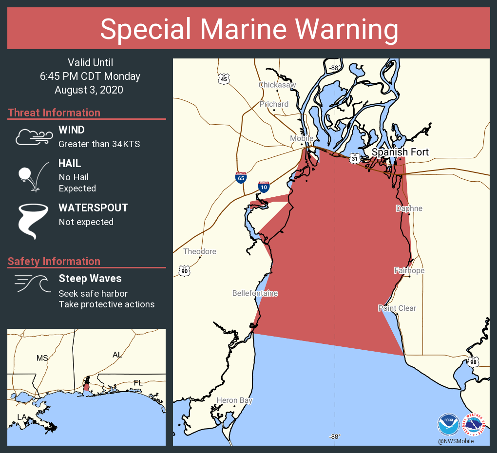 Special Marine Warning including the South Mobile Bay and North Mobile ...