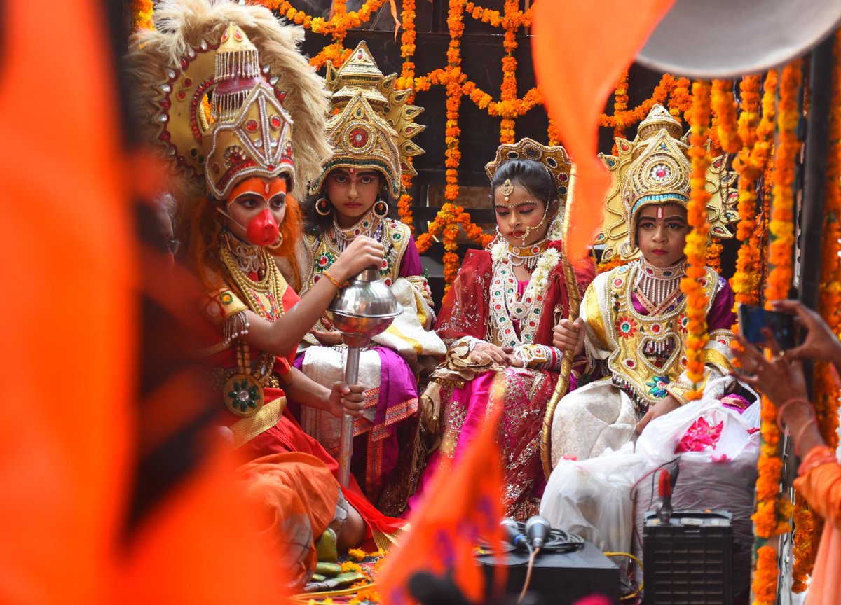 People in Ayodhya, Uttar Pradesh, celebrate on the occasion of the ...