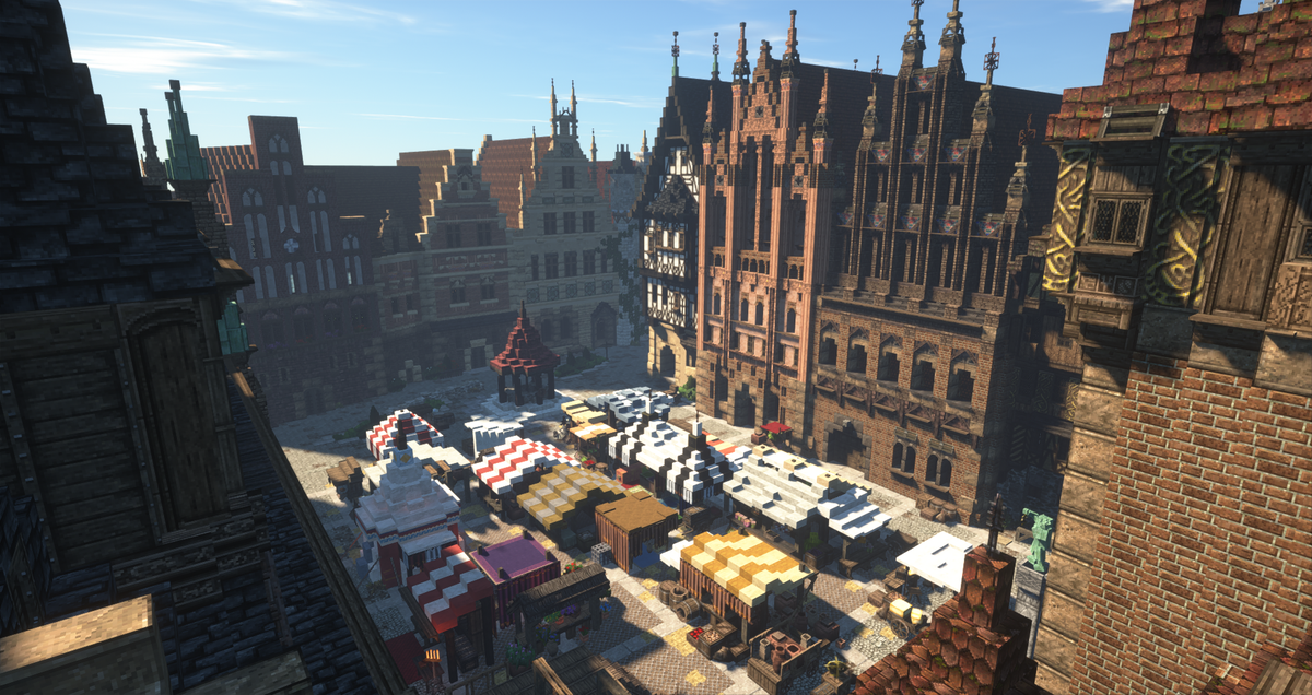 Minecraft Medieval Town Square