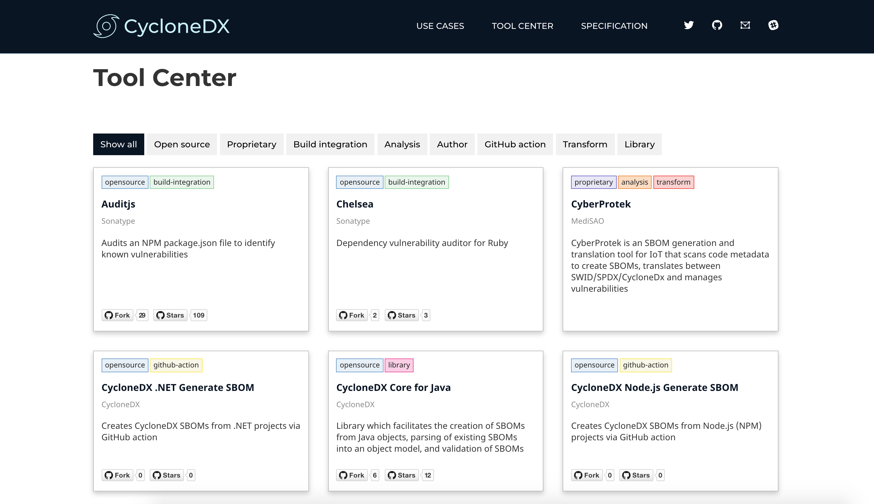 CycloneDX SBOM Spec (OWASP) on Twitter: "The CycloneDX Tool Center is a vendor-neutral directory ...