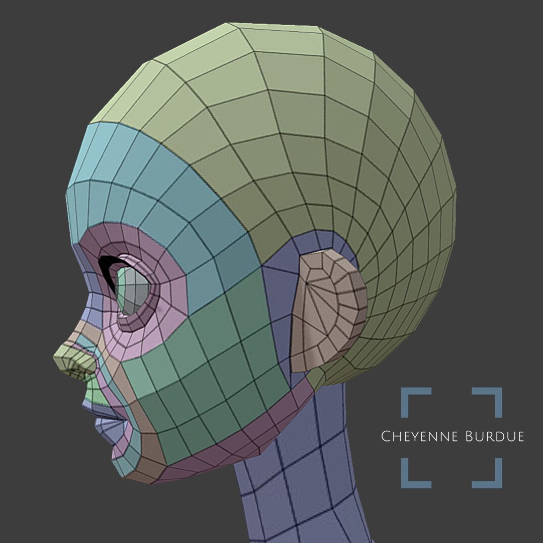 Low Poly Face Topology