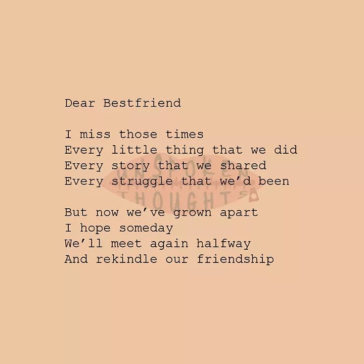 Dear Best Friend Poems