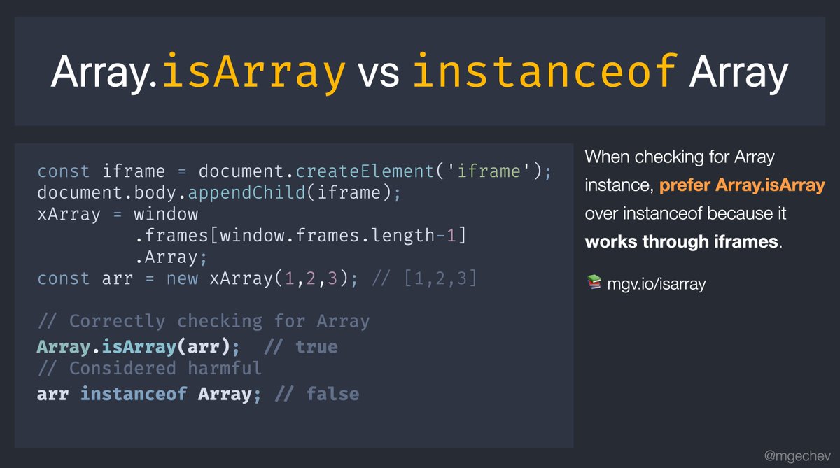 Minko Gechev On Twitter To Check If An Object Is An Array Prefer `arrayisarray` Over
