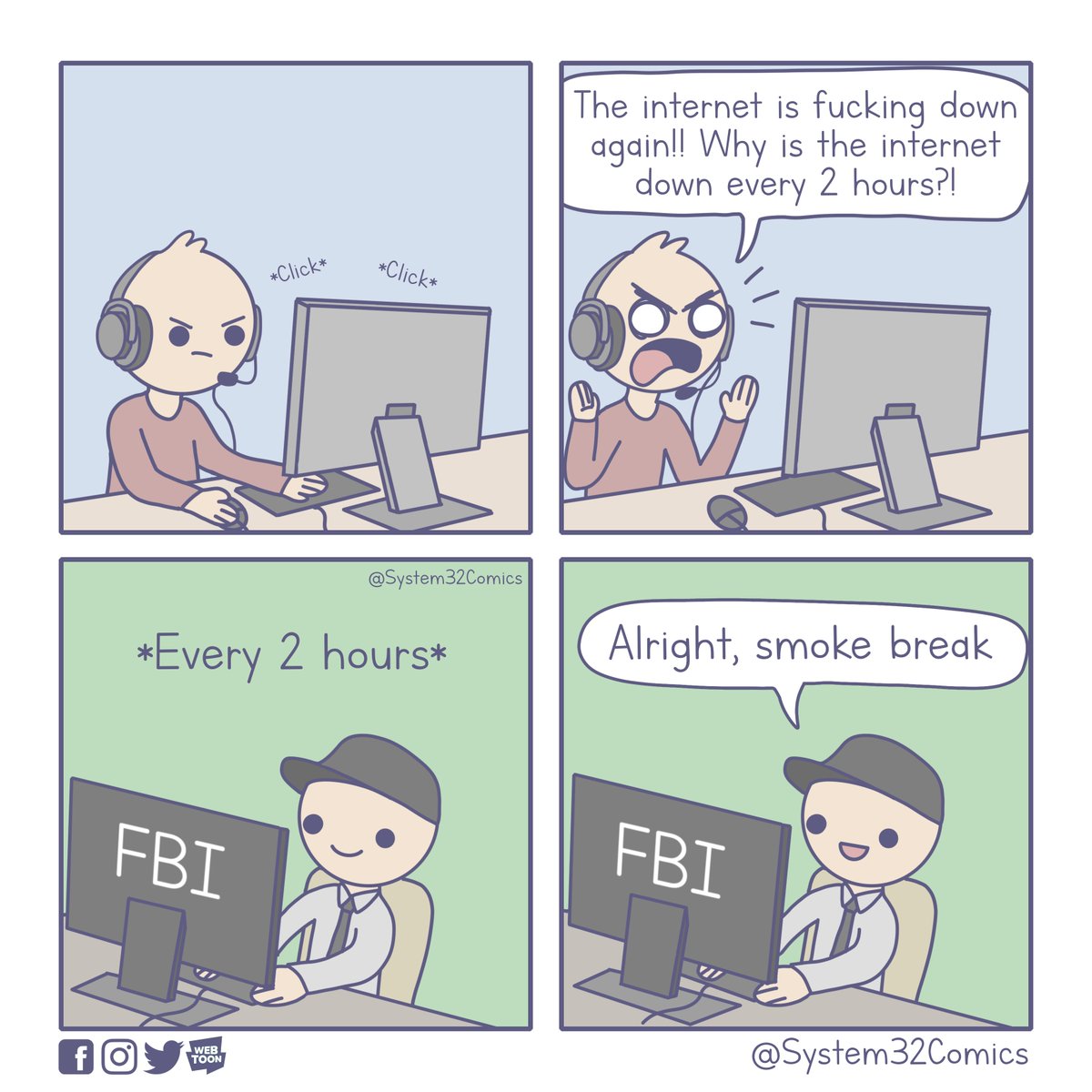 「The Internet Is Down Again! 」System32Comicsの漫画