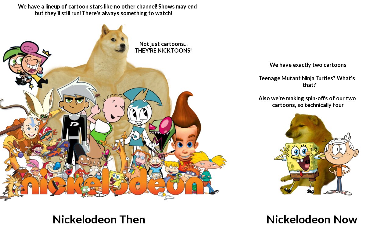 Nickelodeon Cartoons Then And Now