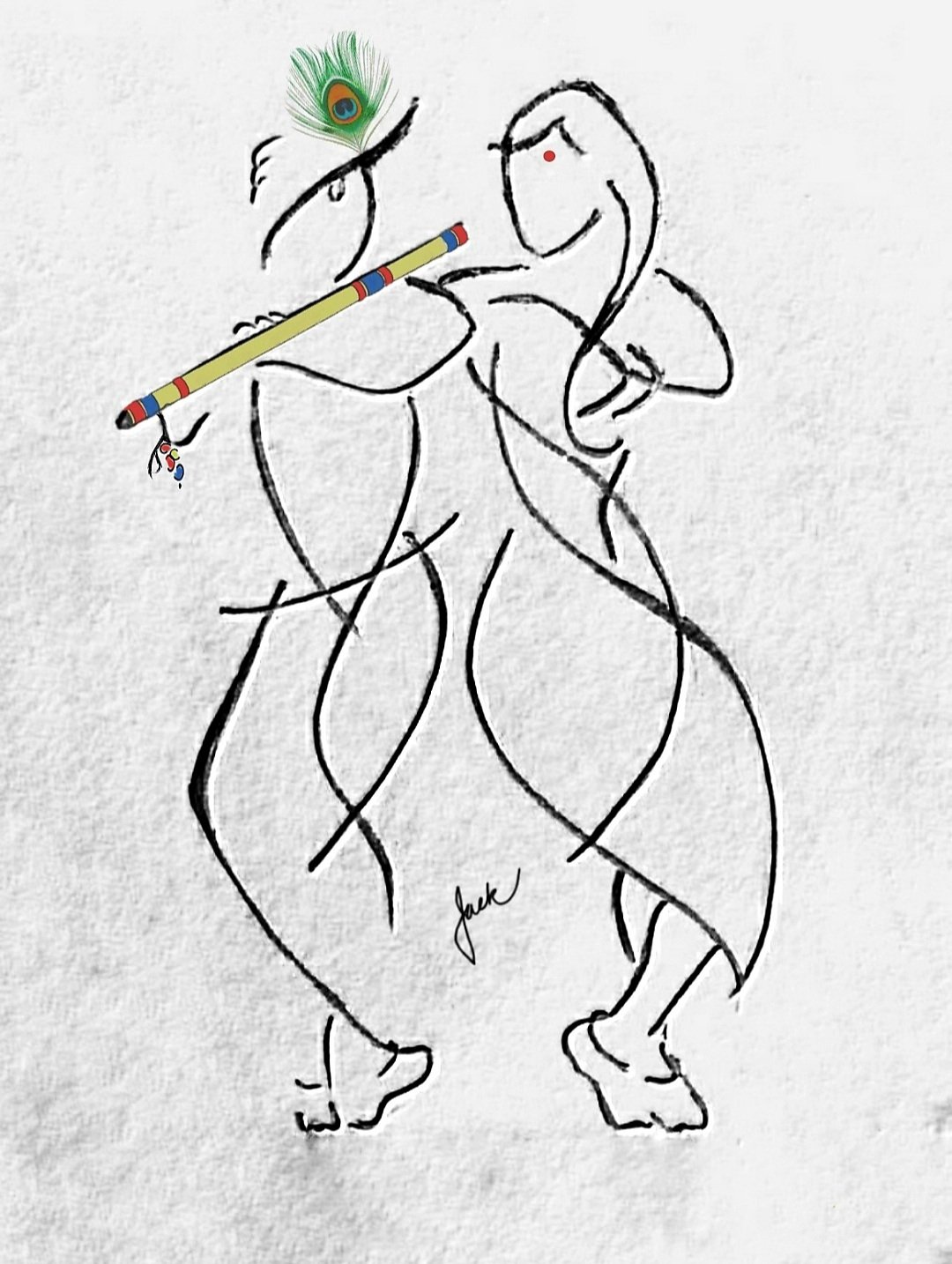 Krishna Line Art Abstract