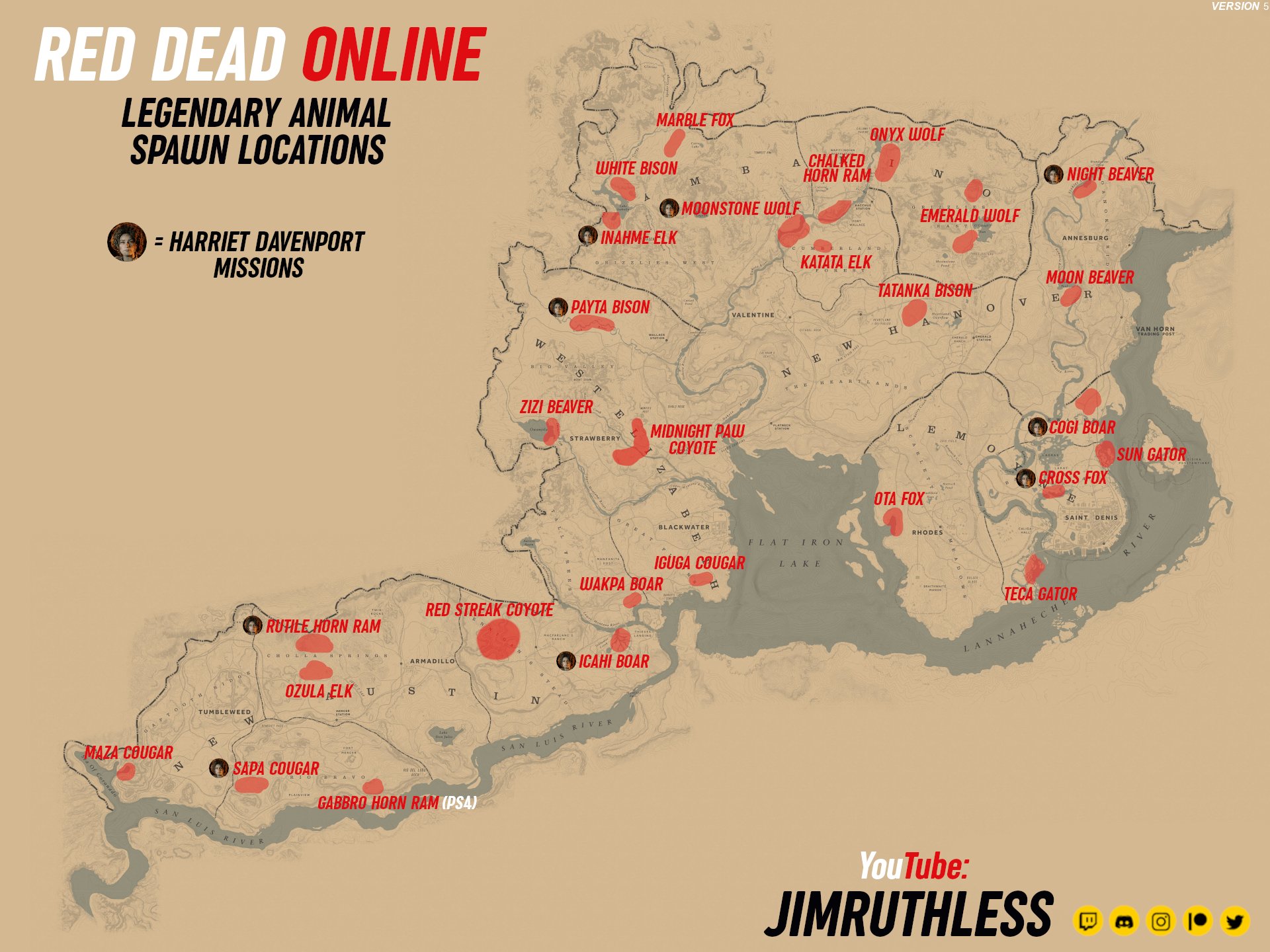 Top 100 + Rdr2 legendary animal locations - Lestwinsonline.com