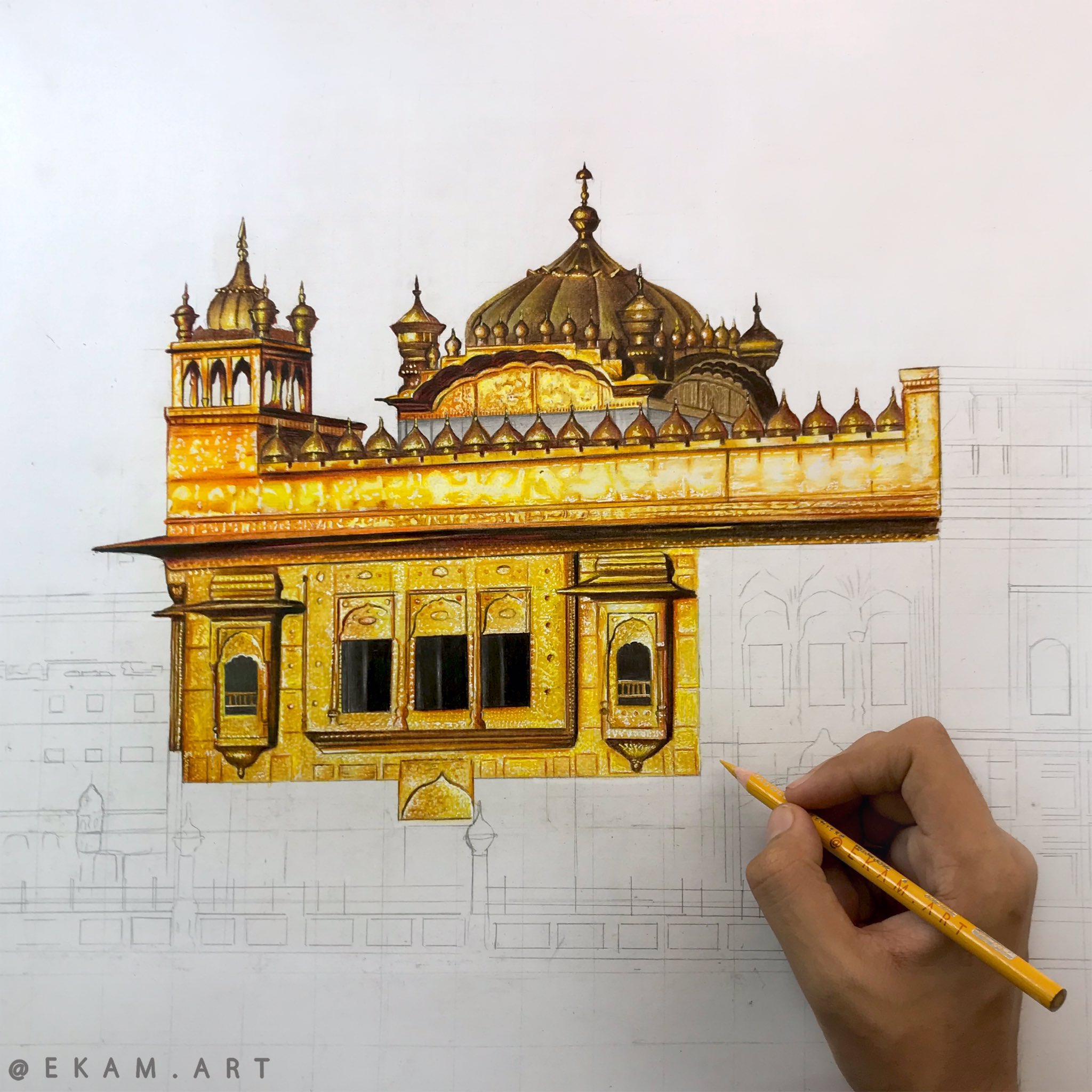 Sikhism Temple Drawing