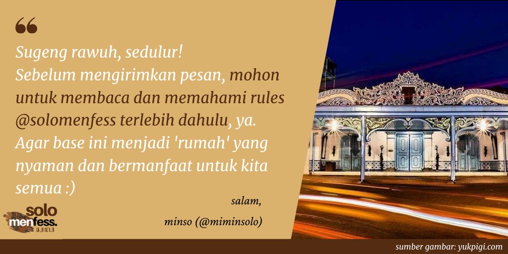 Solo Menfess on Twitter: "⚠️ RULES SOLOMENFESS ⚠️ Monggo dibaca dan dipahami dulu lur 🙏…