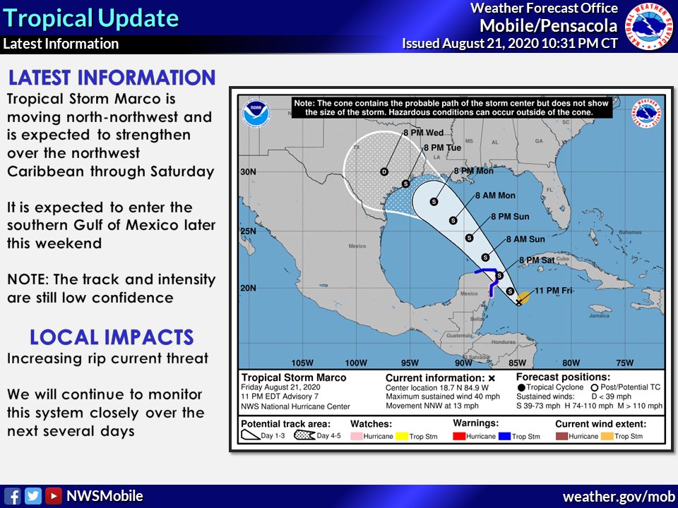 ? 11pm Tropical Update [08/21] - We now have Tropical Storm Marco ...