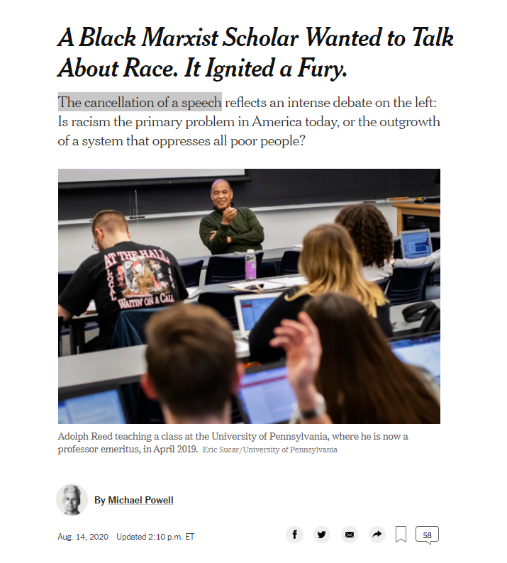 Adolph Reed Wanted to Talk About Race. It Ignited a Fury. : r/stupidpol