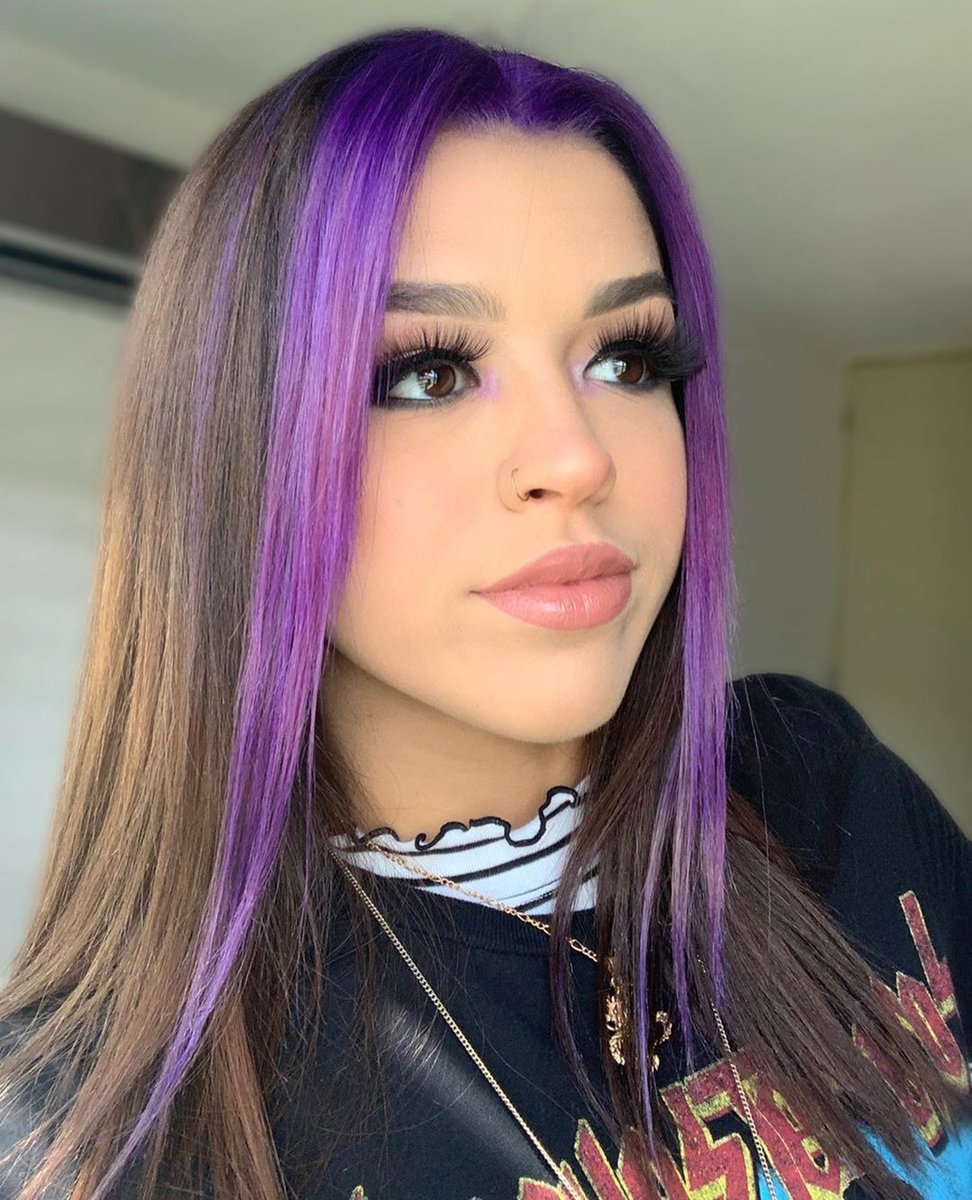 Black Hair With Purple Bangs