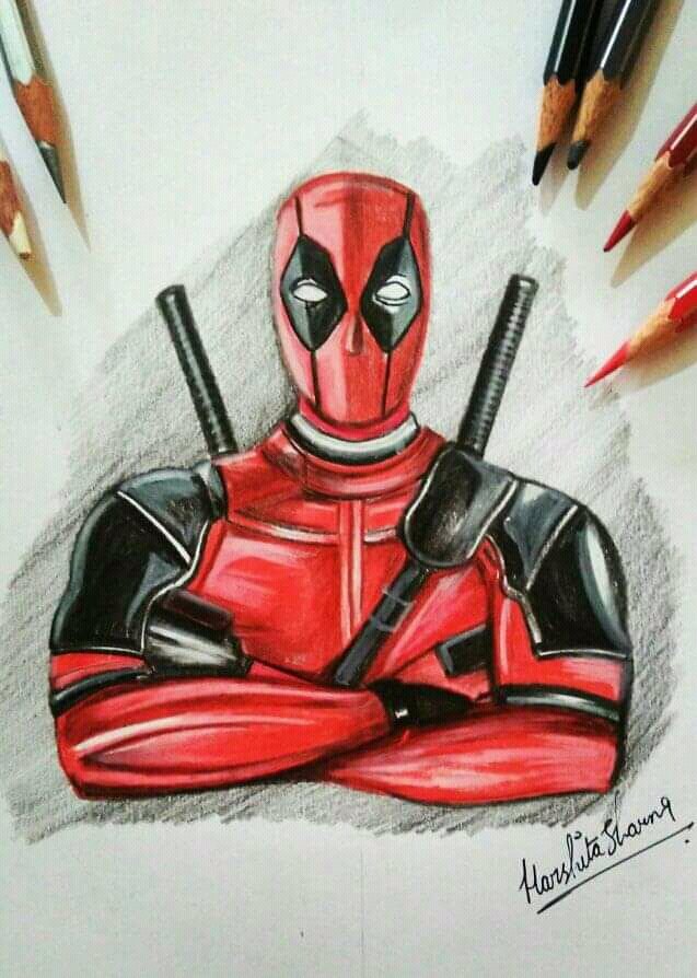 Deadpool Drawing Colored