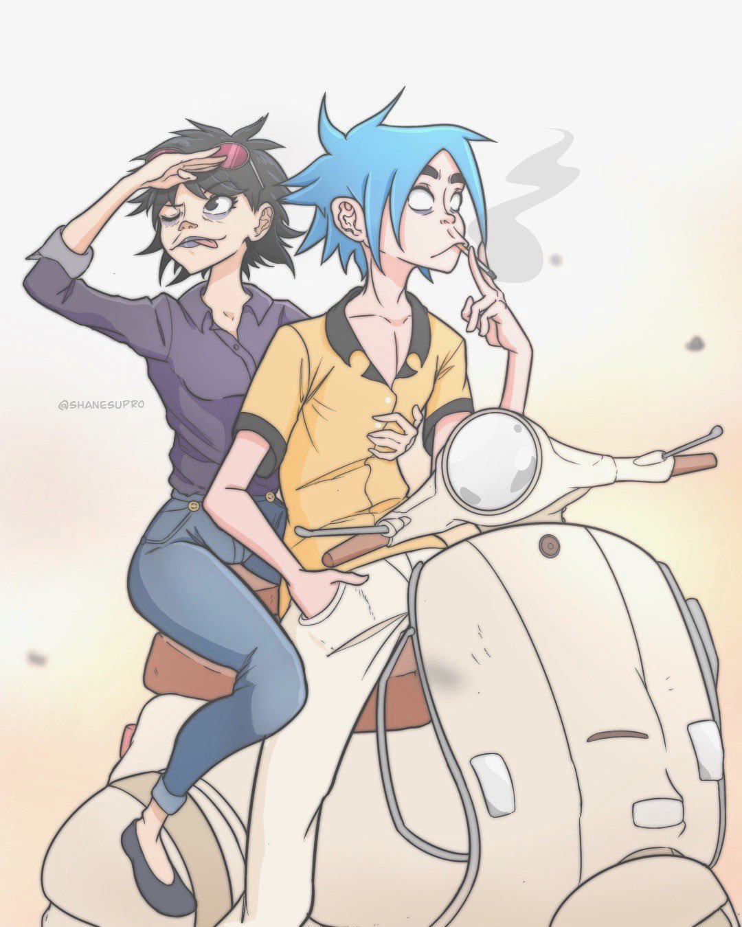 Gorillaz Noodle And 2d Kissing