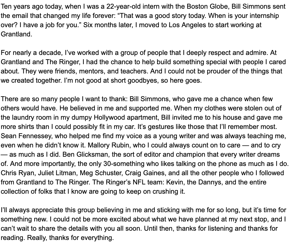 Robert Mays announces he's leaving The Ringer : r/billsimmons