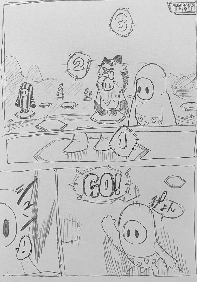 「最近流行りの『Fall Guys』の実況を見るのにはまってるので雑に漫画を #漫画 #fallgays @FallGu」5Vの漫画