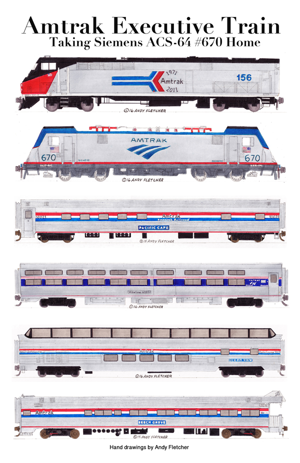 Amtrak Train Drawing