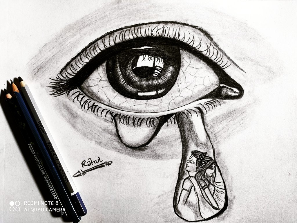 Realistic Eye Crying Drawing