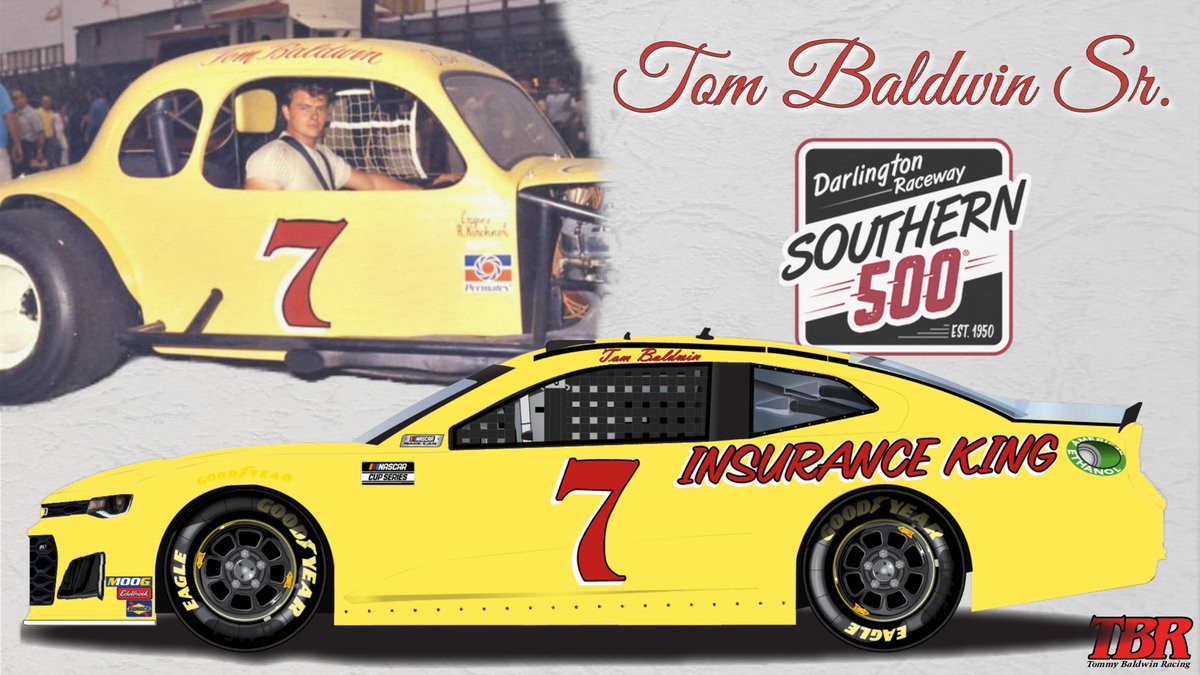 [TBR] Josh Bilicki's Tom Baldwin Sr. throwback for Darlington : r/NASCAR