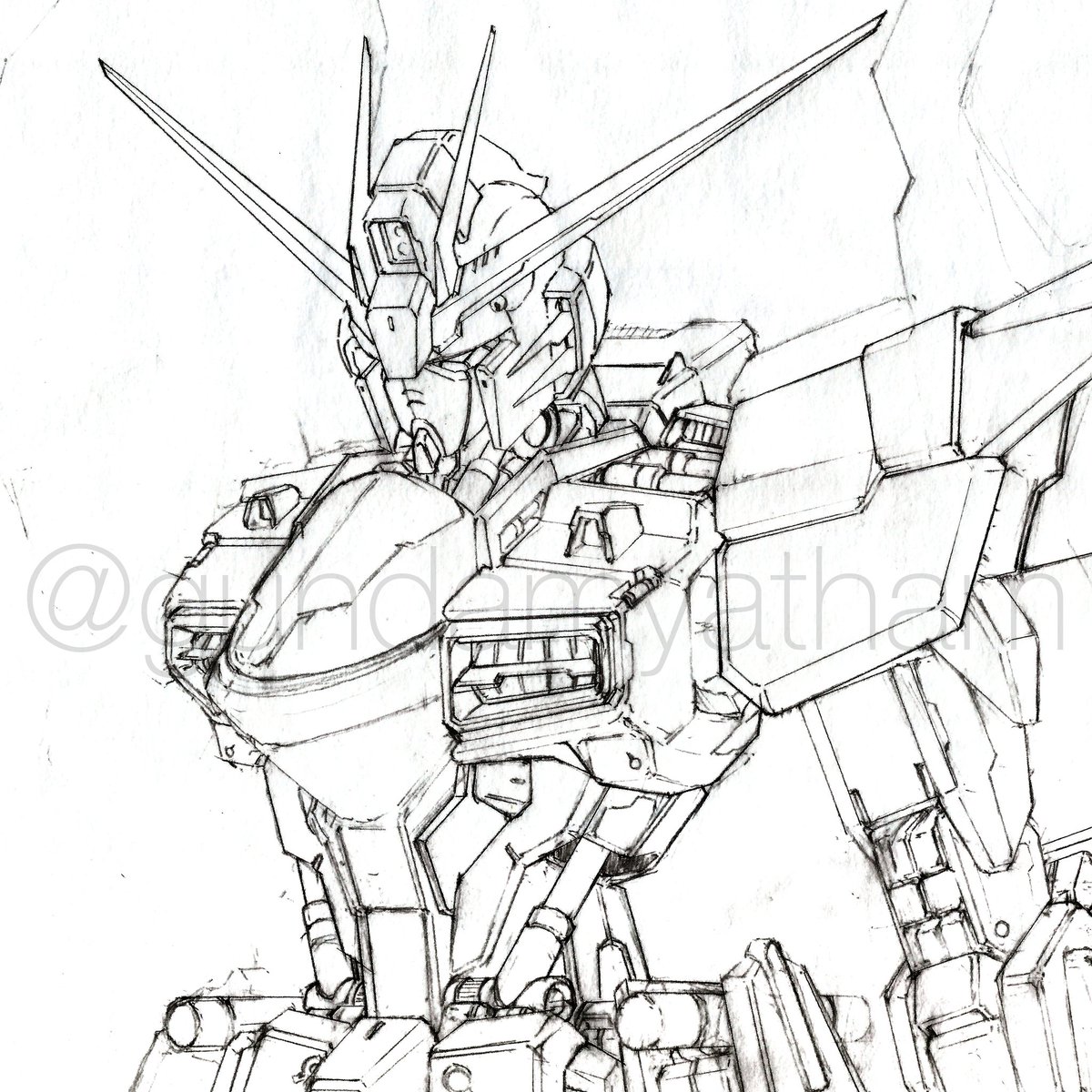 「Here's the close up of the Freedom Gundam commission drawing ...
