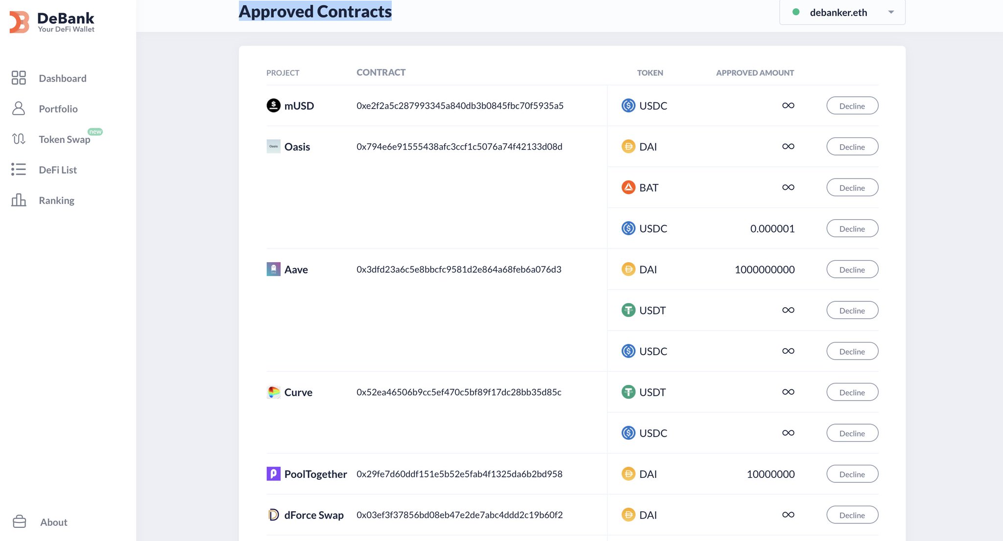 DeBank on Twitter: "- Do u remember how many contracts you've approved to transfer ur tokens ...