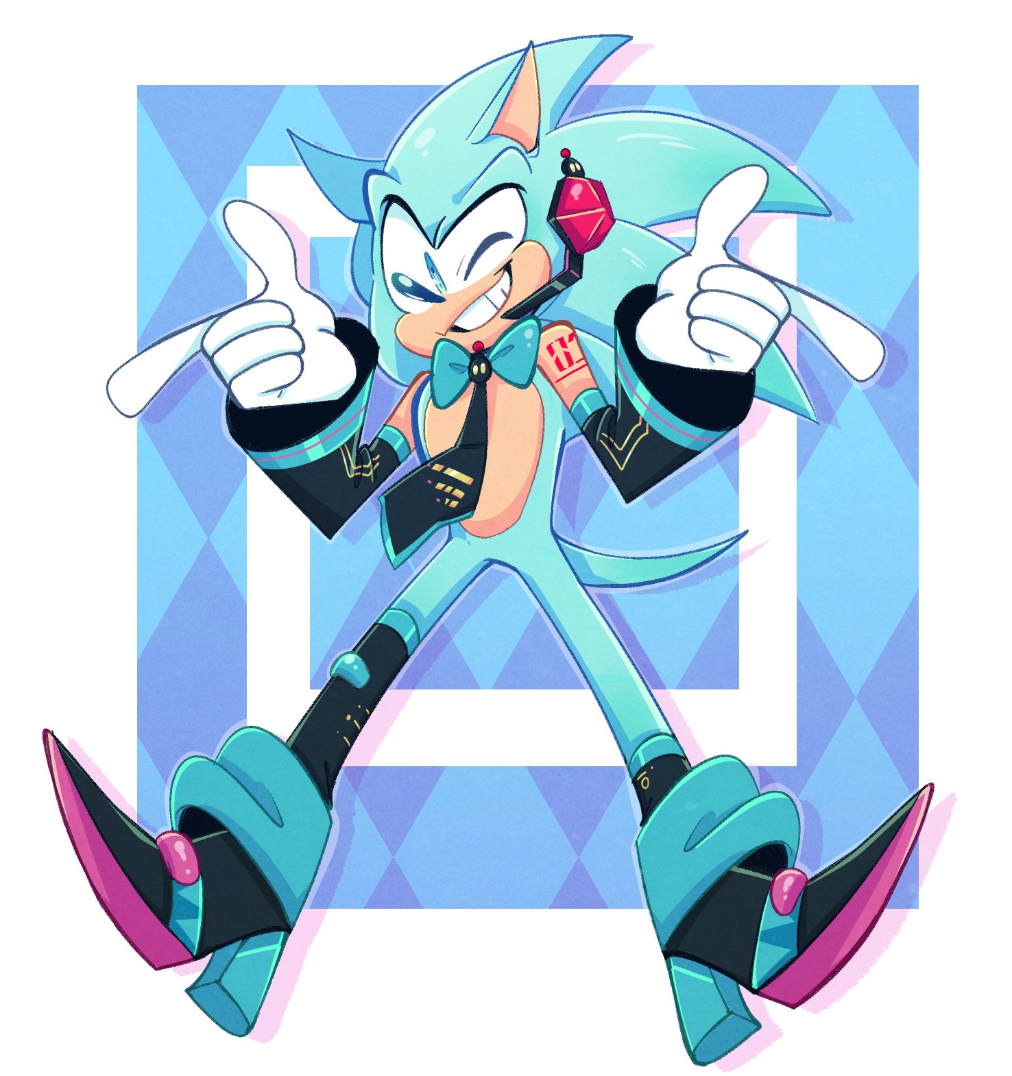 FoxieSkullz Artz on Twitter: "Seeing all the Miku!Amy inspired me to redo my Miku!Sonic # ...