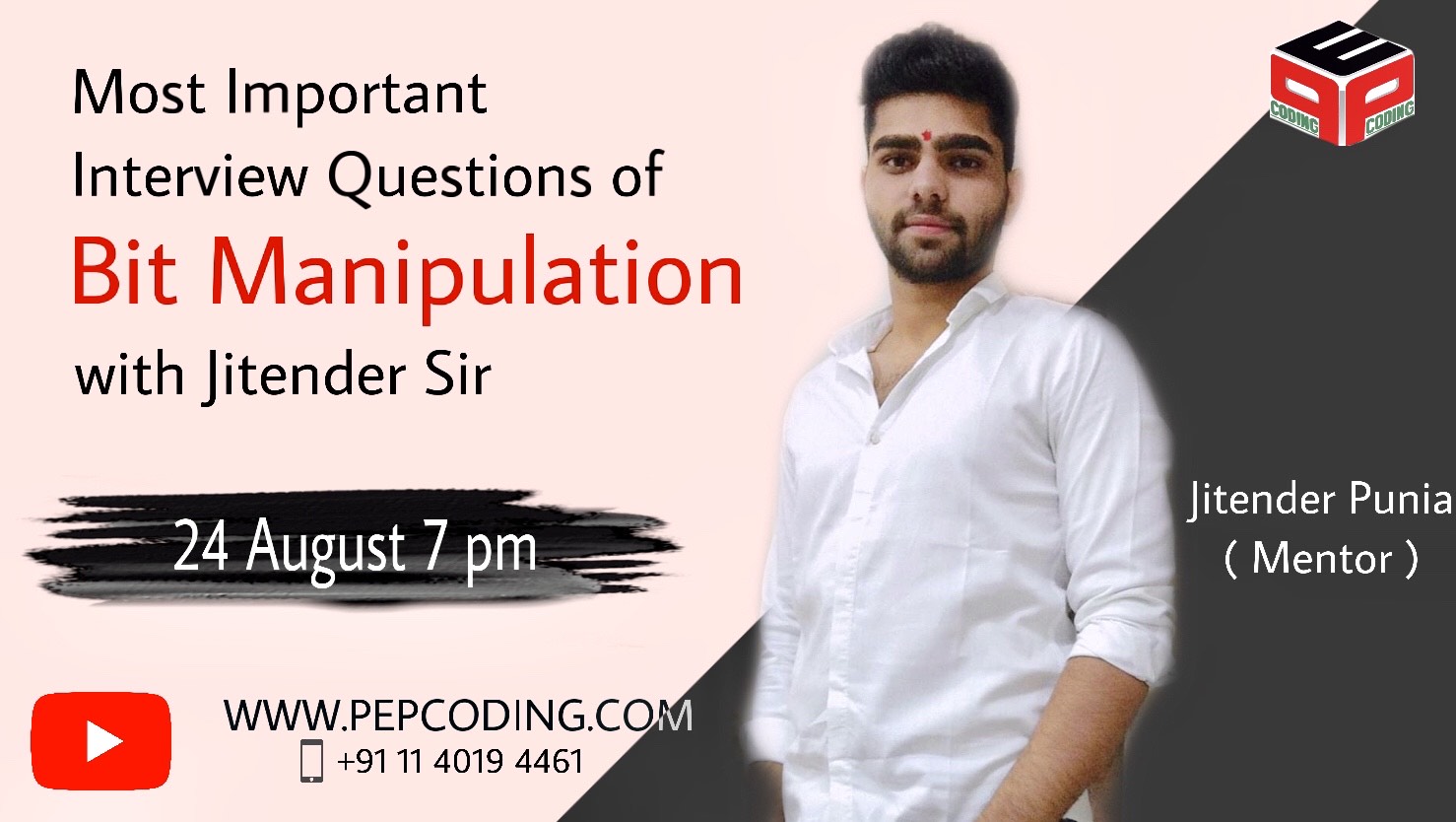 Pepcoding on Twitter: "We will be going Live on 24 August at 7:00 PM with Jitender Sir Live ...